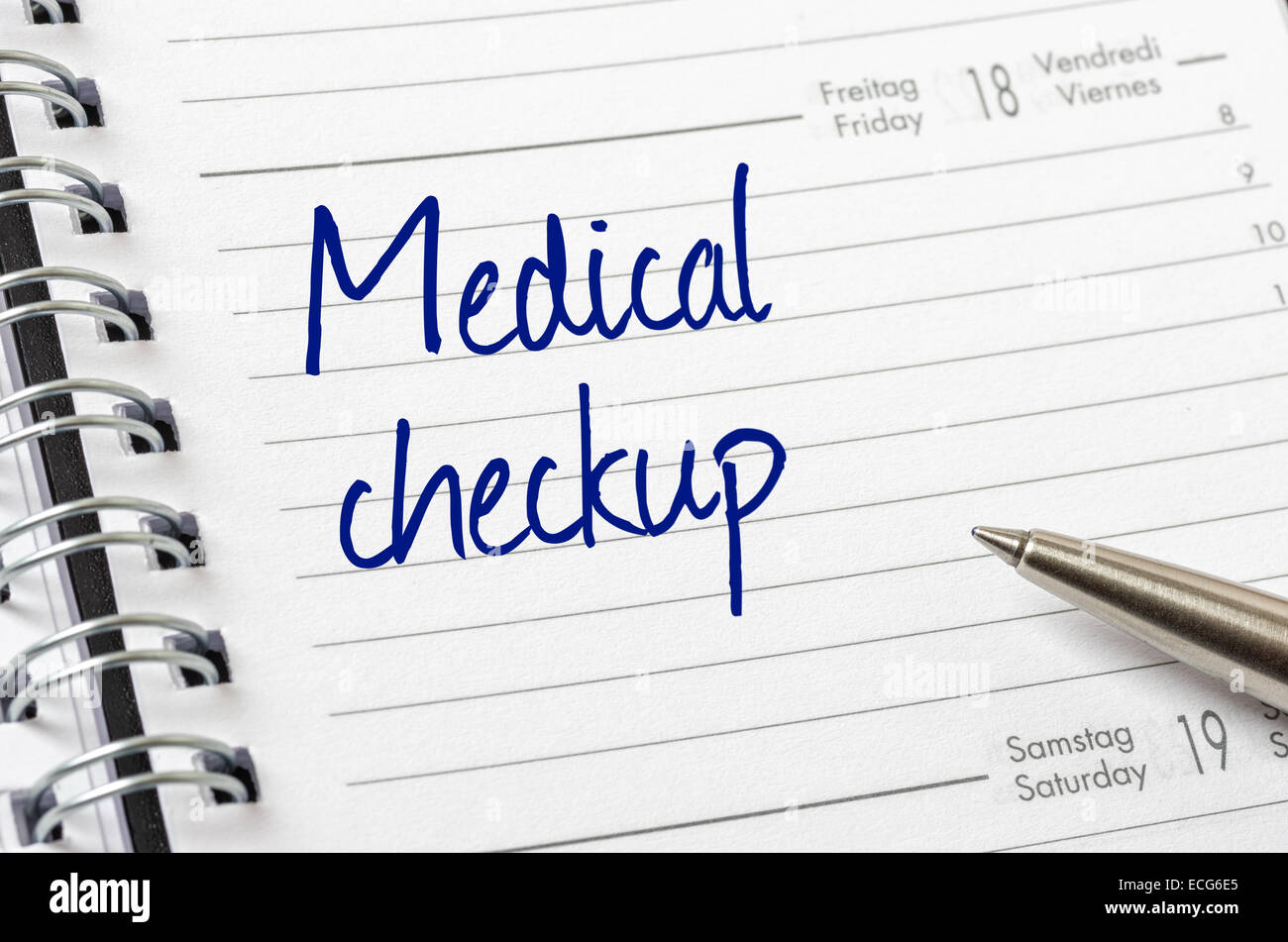Medical checkup written on a calendar page Stock Photo - Alamy