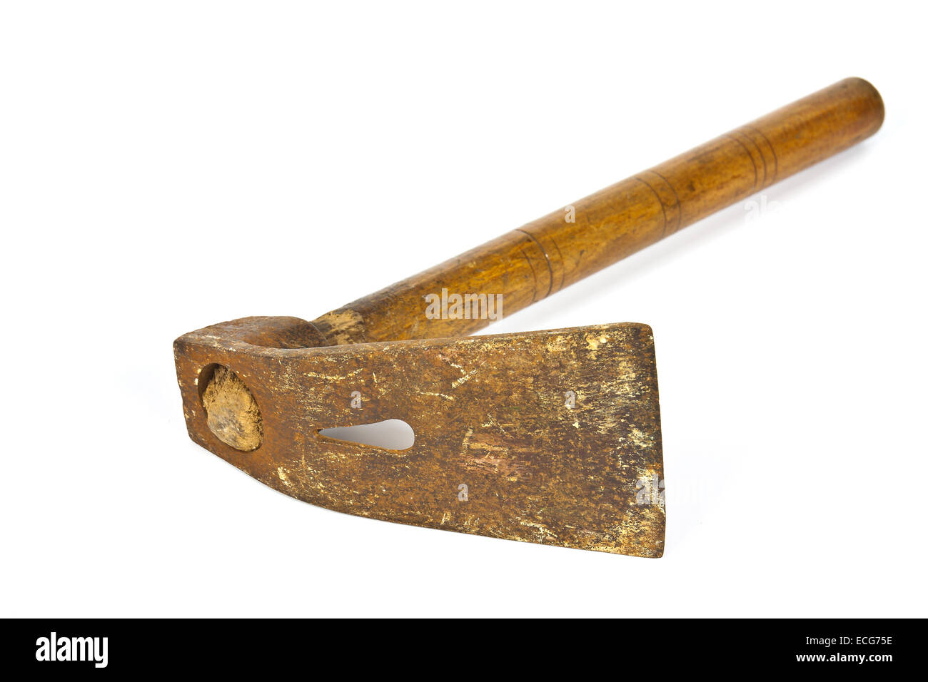 Carpentry tool adz with extensive use of white background Stock Photo ...