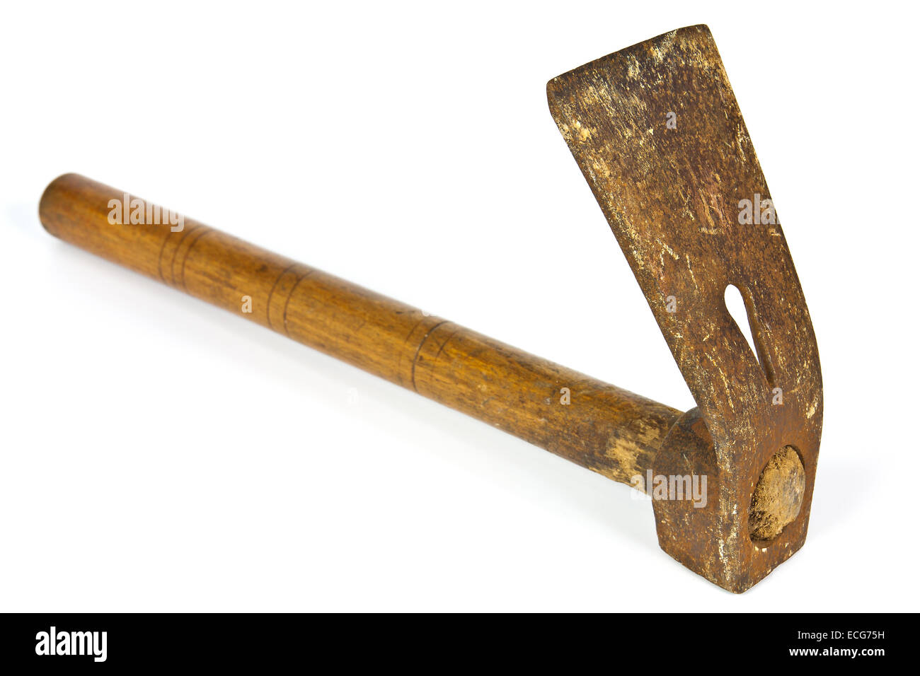 Carpentry tool adz with extensive use of white background Stock Photo ...