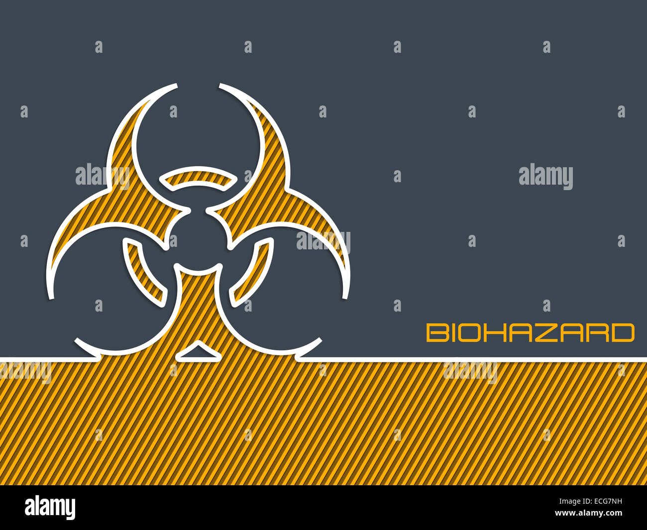 Bio hazard warning sign with striped orange background Stock Photo - Alamy
