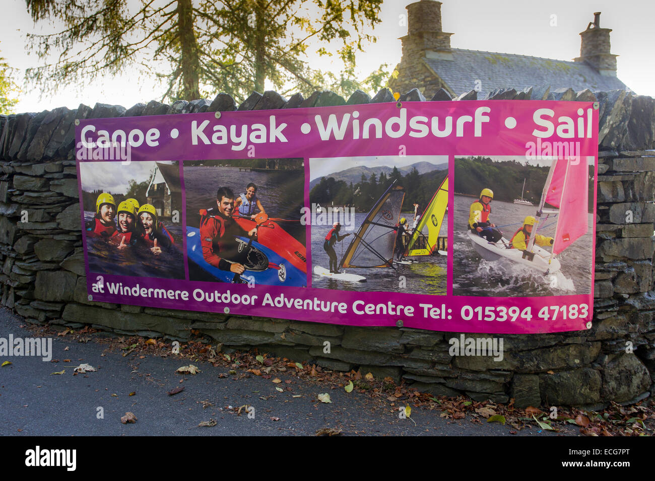 Lake Windermere Outdoor Adventure Centre banner Stock Photo - Alamy