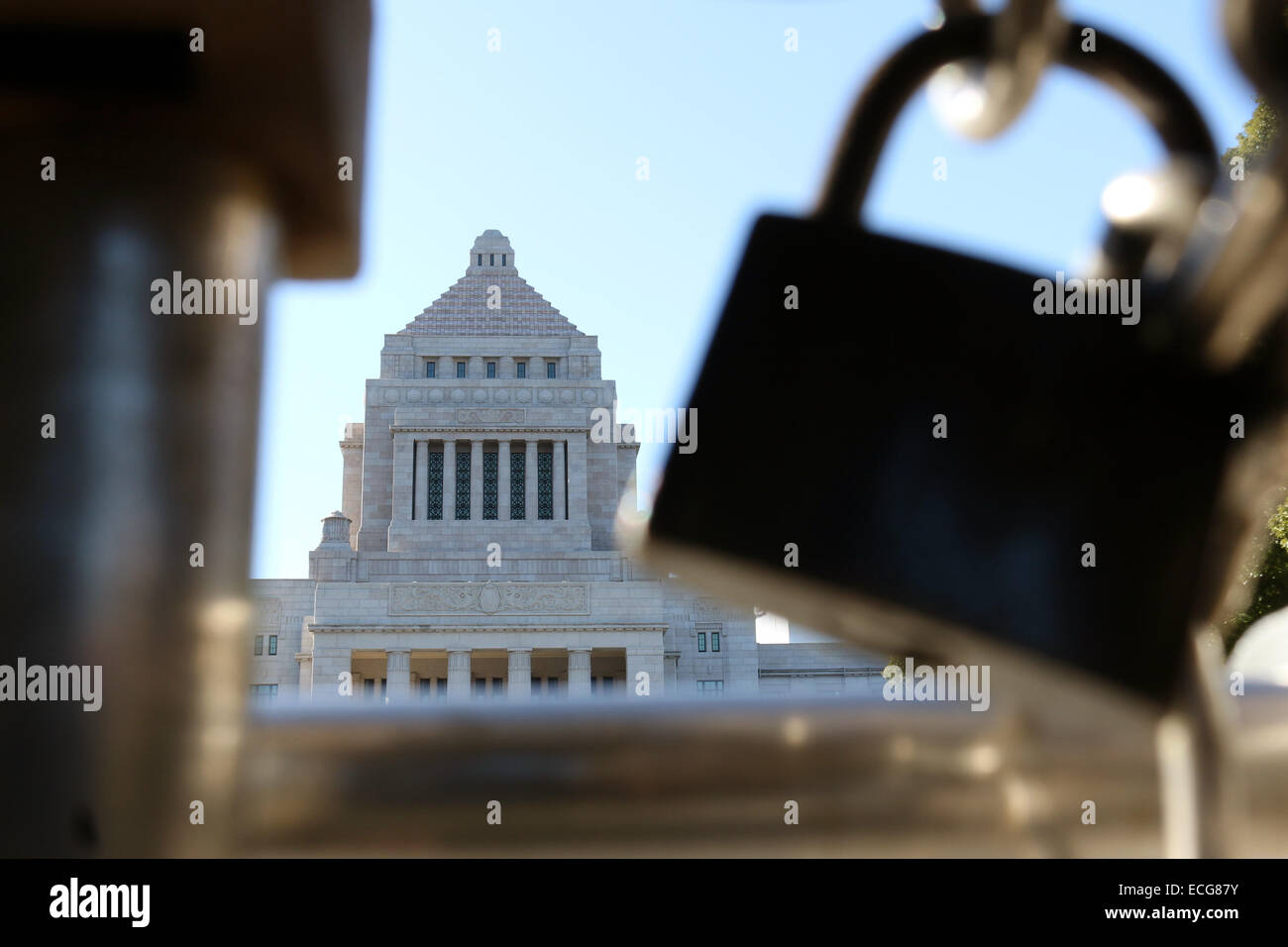 Saturday. 13th Dec, 2014. Japan's parliament building is pictured past ...