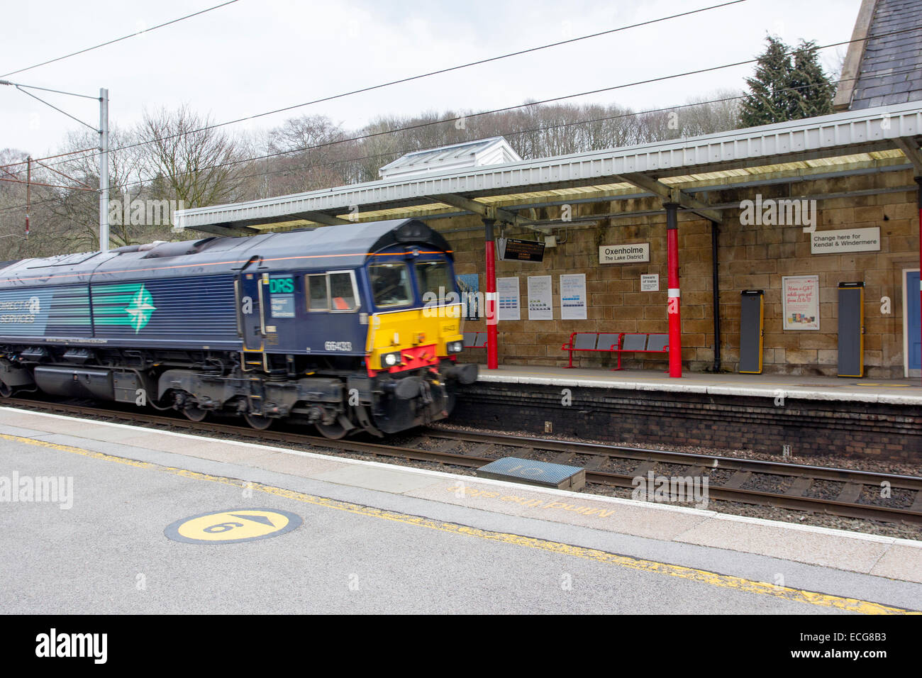 Direct Rail Service freight train DRS rail services passing through ...