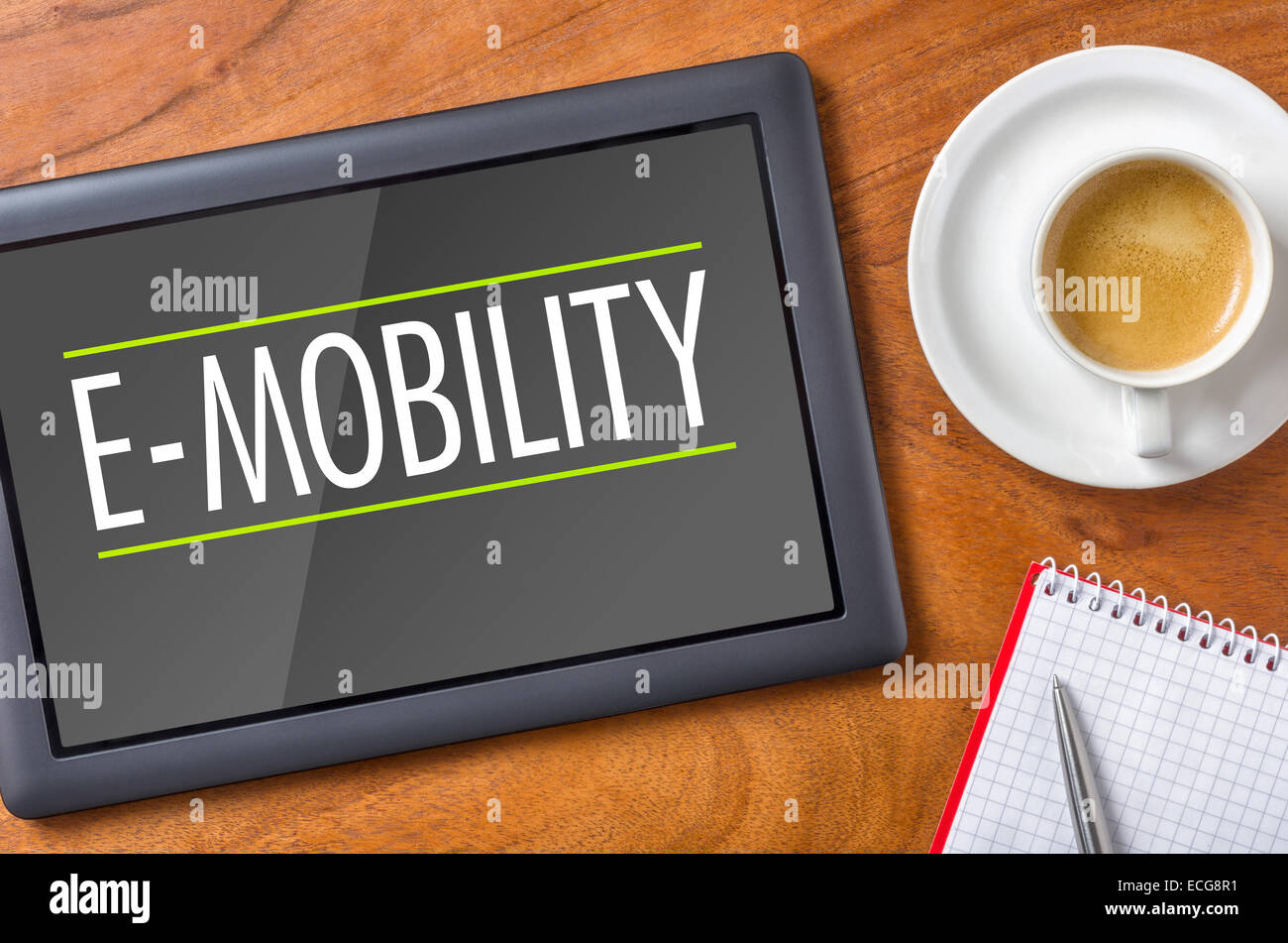 Tablet on a desk - E-Mobility Stock Photo - Alamy