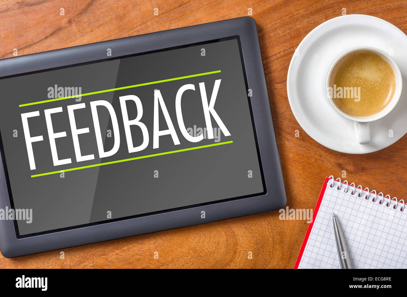 Tablet on a desk - Feedback Stock Photo - Alamy