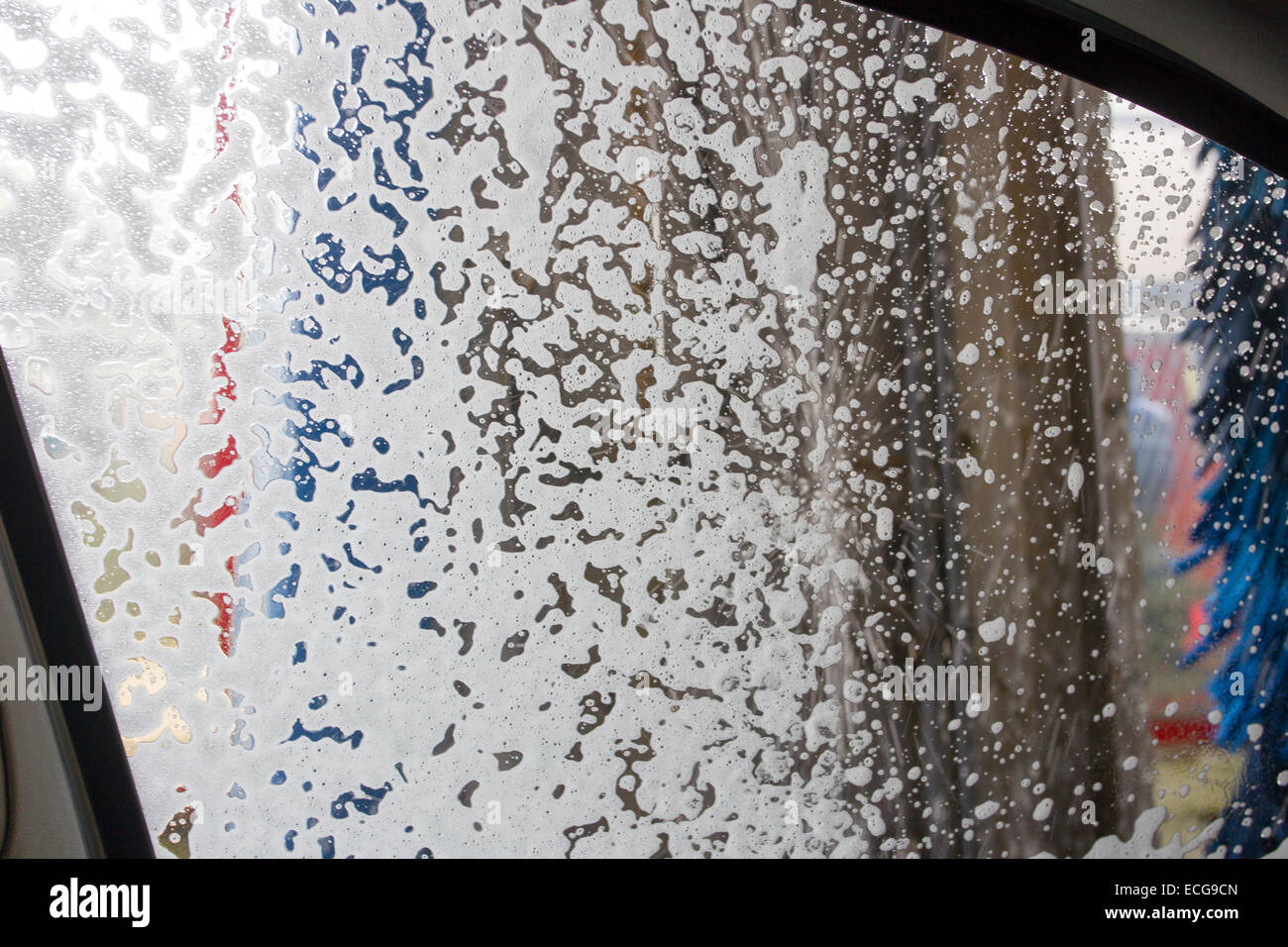 inside car automatic seen through windscreen Stock Photo - Alamy