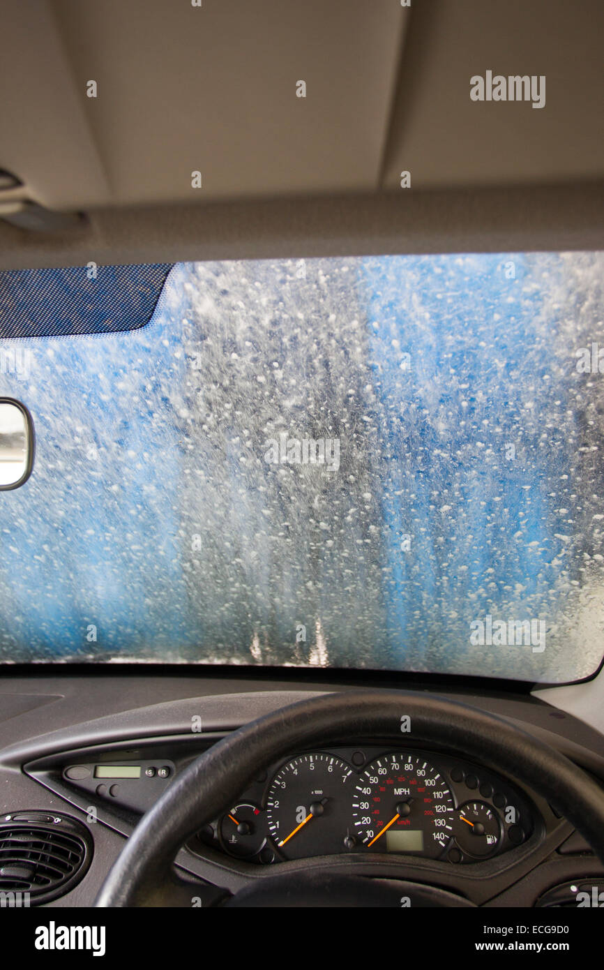 inside car automatic seen through windscreen Stock Photo - Alamy