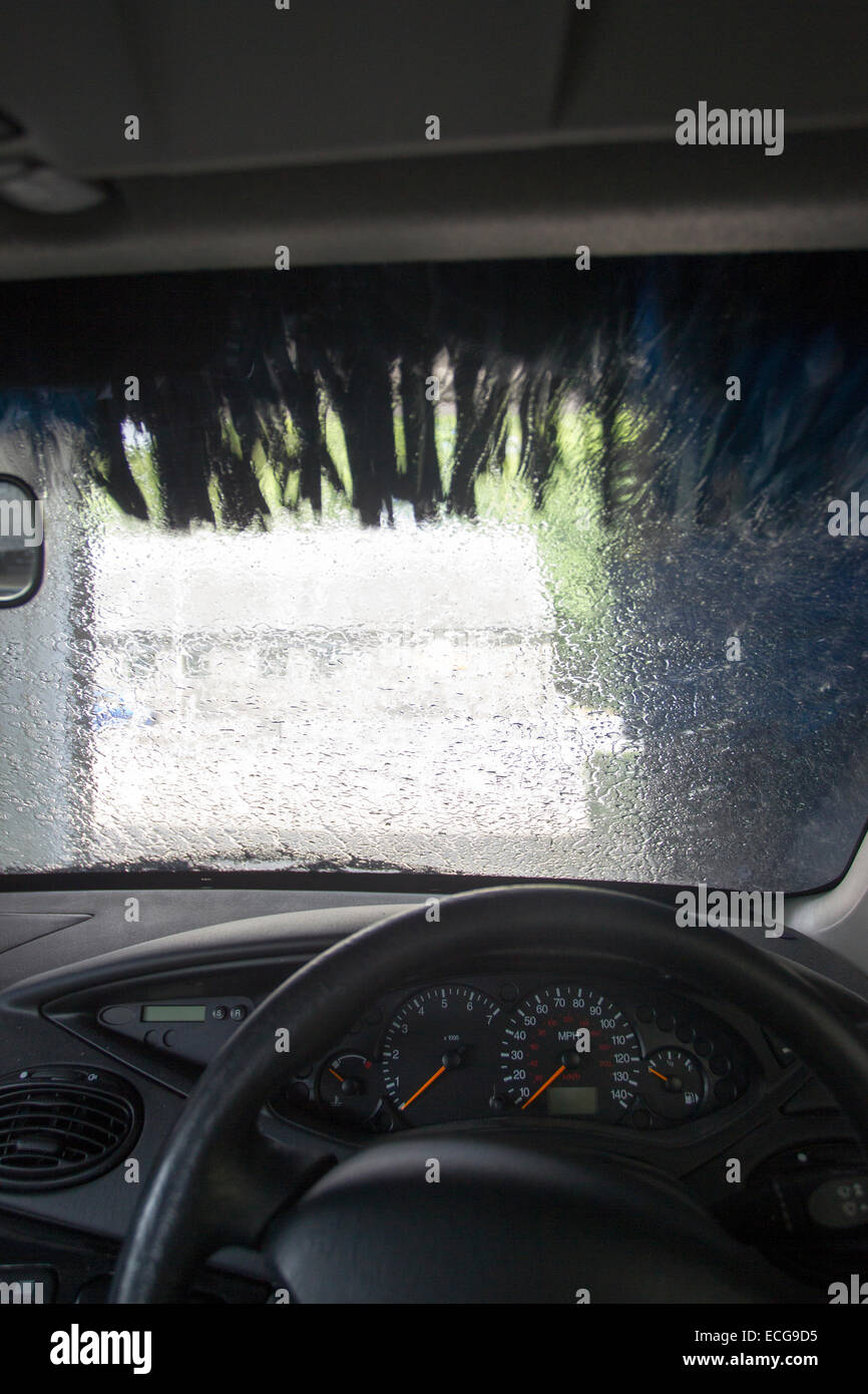 inside car automatic seen through windscreen Stock Photo - Alamy