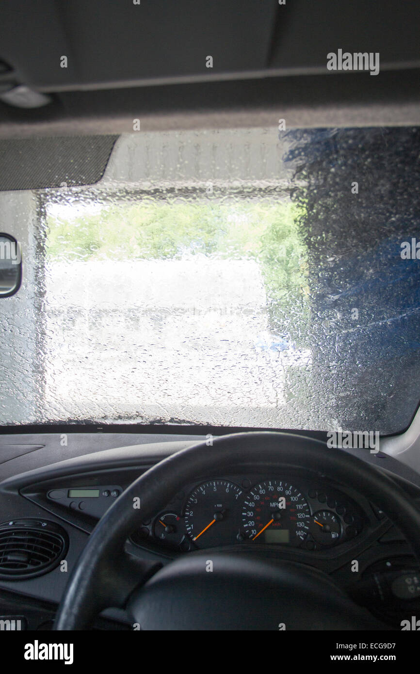 inside car automatic seen through windscreen Stock Photo - Alamy
