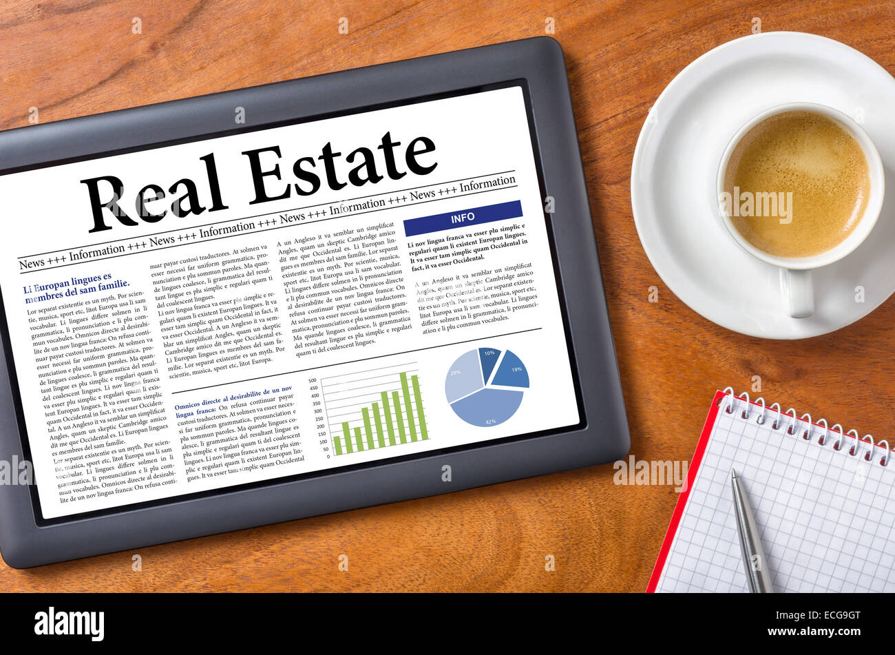 Tablet on a desk - Real Estate Stock Photo - Alamy