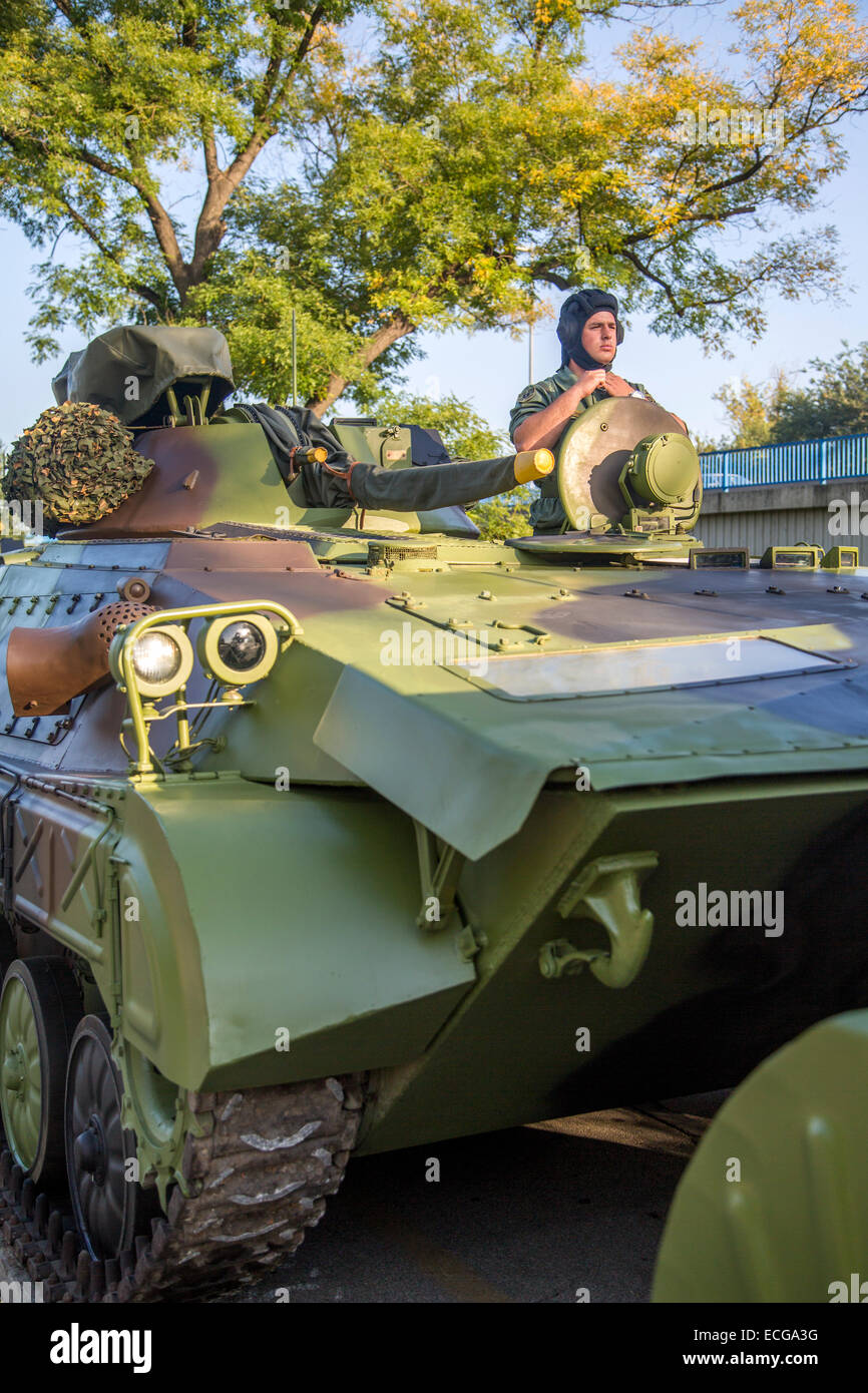 Serbian soldier in BVP M-80A Infantry Fighting Vehicle of the Serbian ...