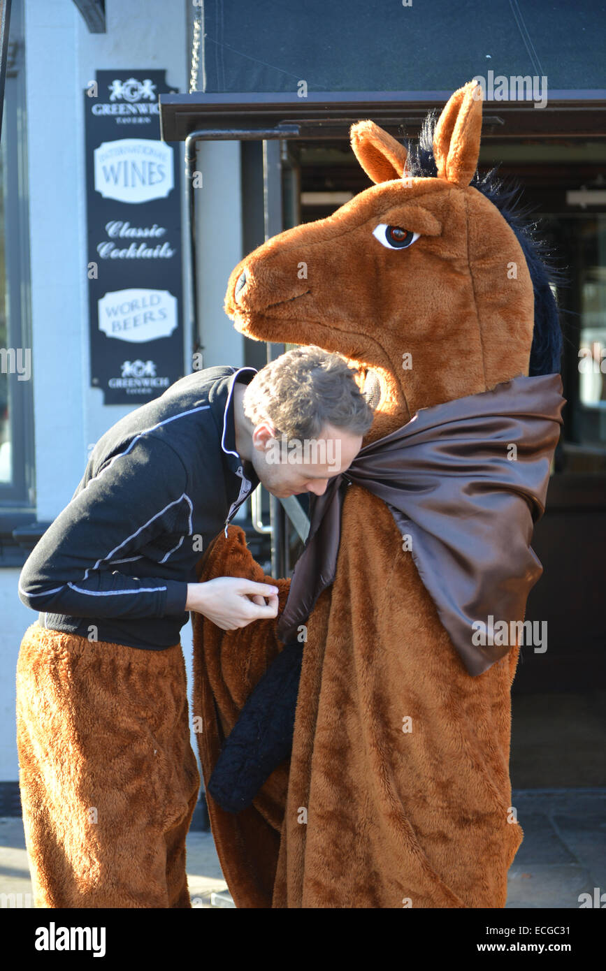 Greenwich, London, UK. 14th December 2014. The annual Pantomime Horse ...