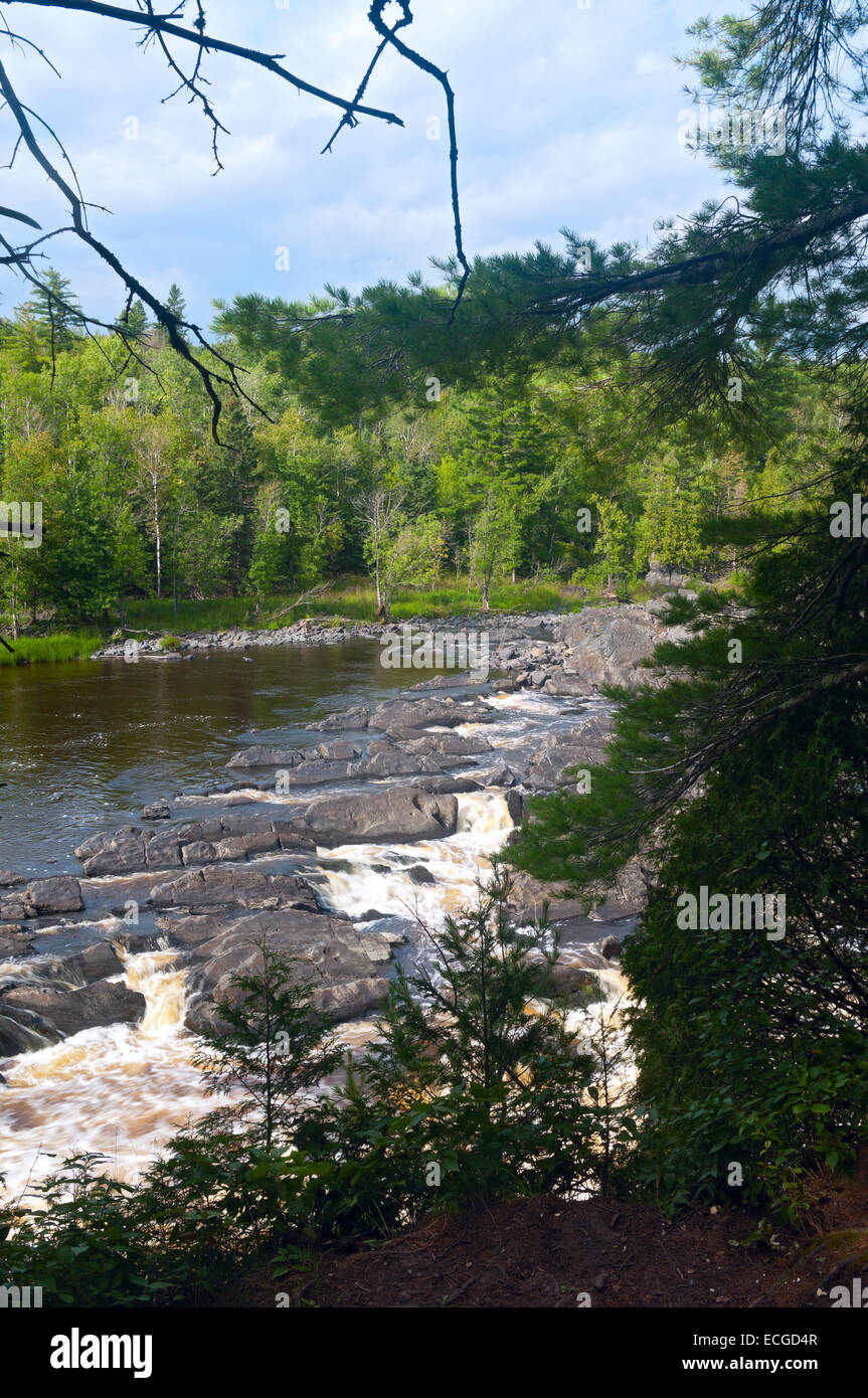 Above Saint Louis River gorge and rapids from bluff in Jay Cooke State ...