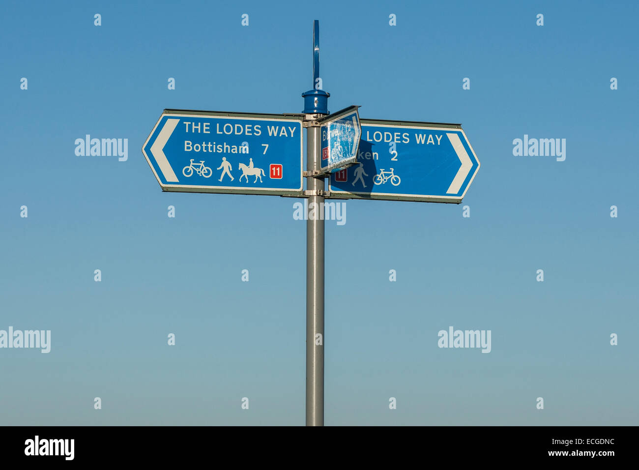 Sign post on The Lodes Way, Burwell Fen, Cambridgeshire Stock Photo - Alamy