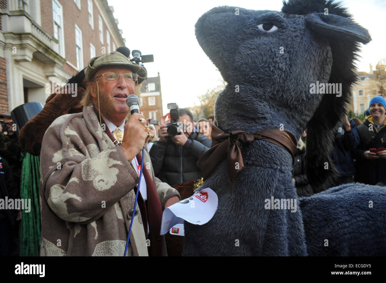 London, UK. 14th December, 2014. John McCririck interviews horses ...