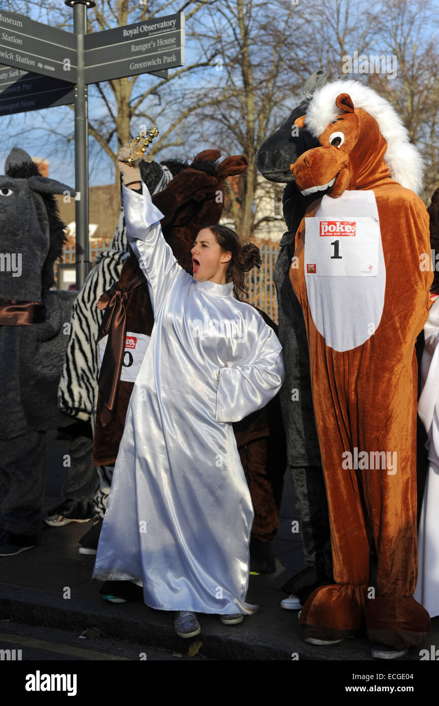 London, UK. 14th December, 2014. Princess Leia with pantomime horse at ...