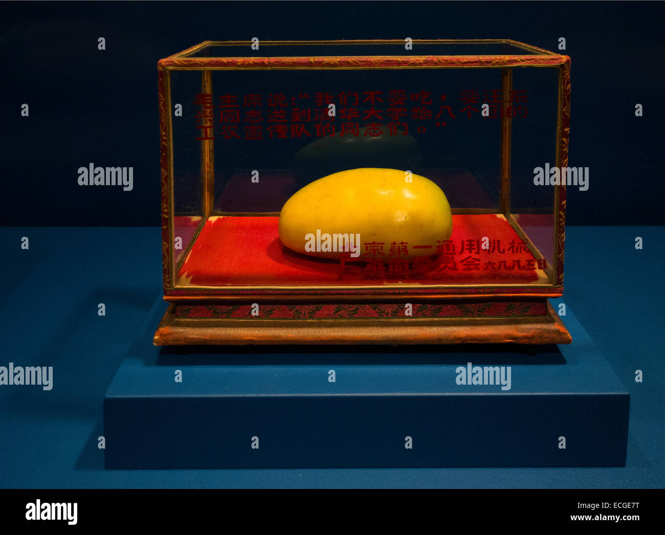 Mao's golden mango exhibition at the China Institute in NYC Stock Photo ...