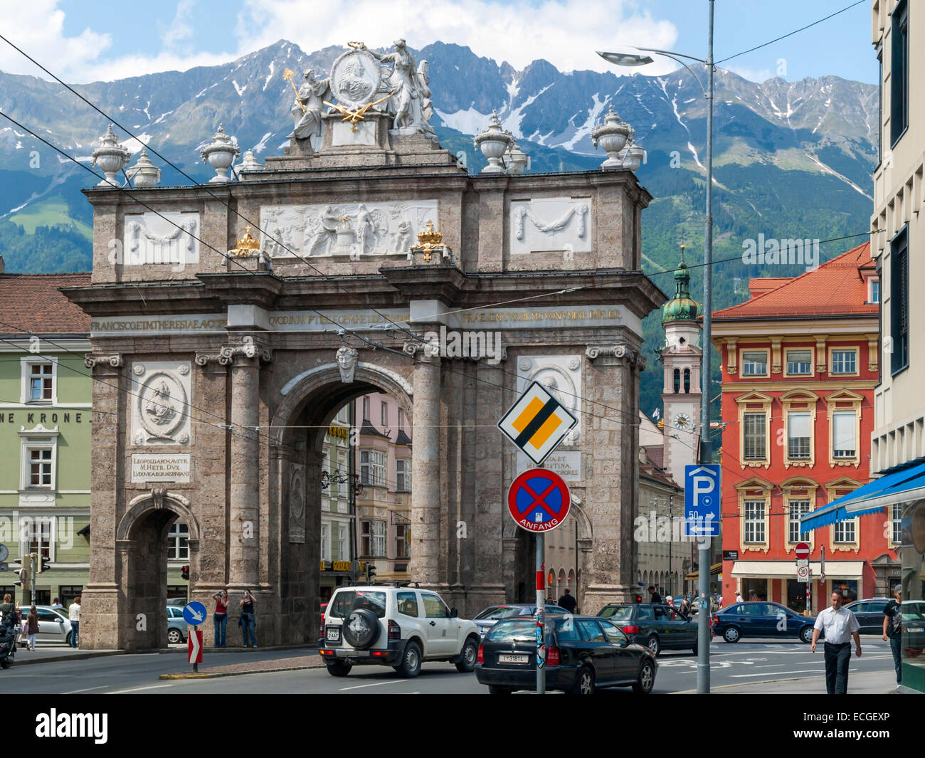 Triumphal arch Maria Theresien Strasse Innsbruck Austria Stock Photo ...