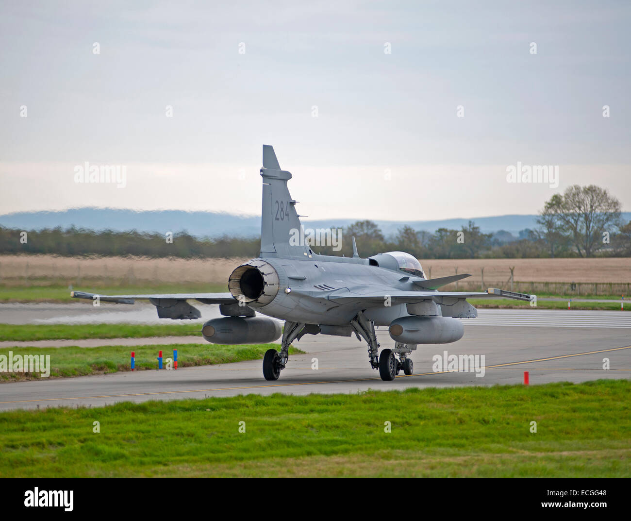 Rear view of JAS 39 Swedish Gripen Fighter Jet No 284 on 05 at RAF ...