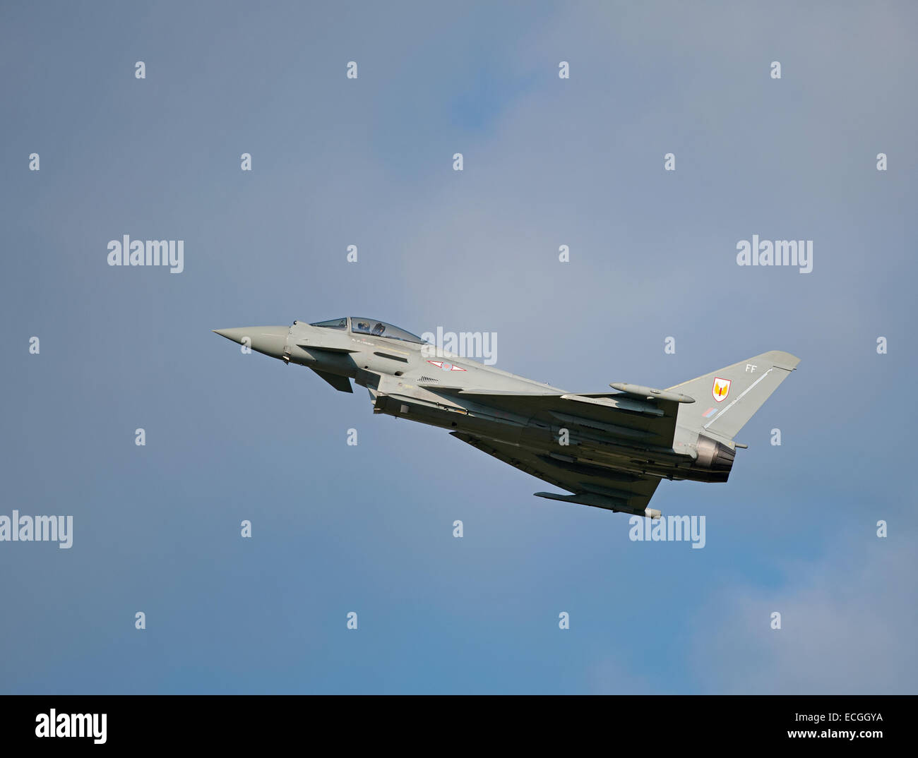 Eurofighter Typhoon FRG4 on low approach to RAF Lossiemouth, Scotland ...