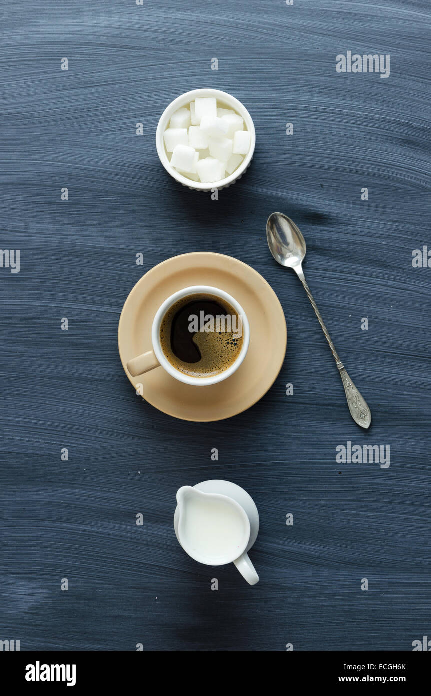 Coffee cup over chalk textured table, above view Stock Photo - Alamy