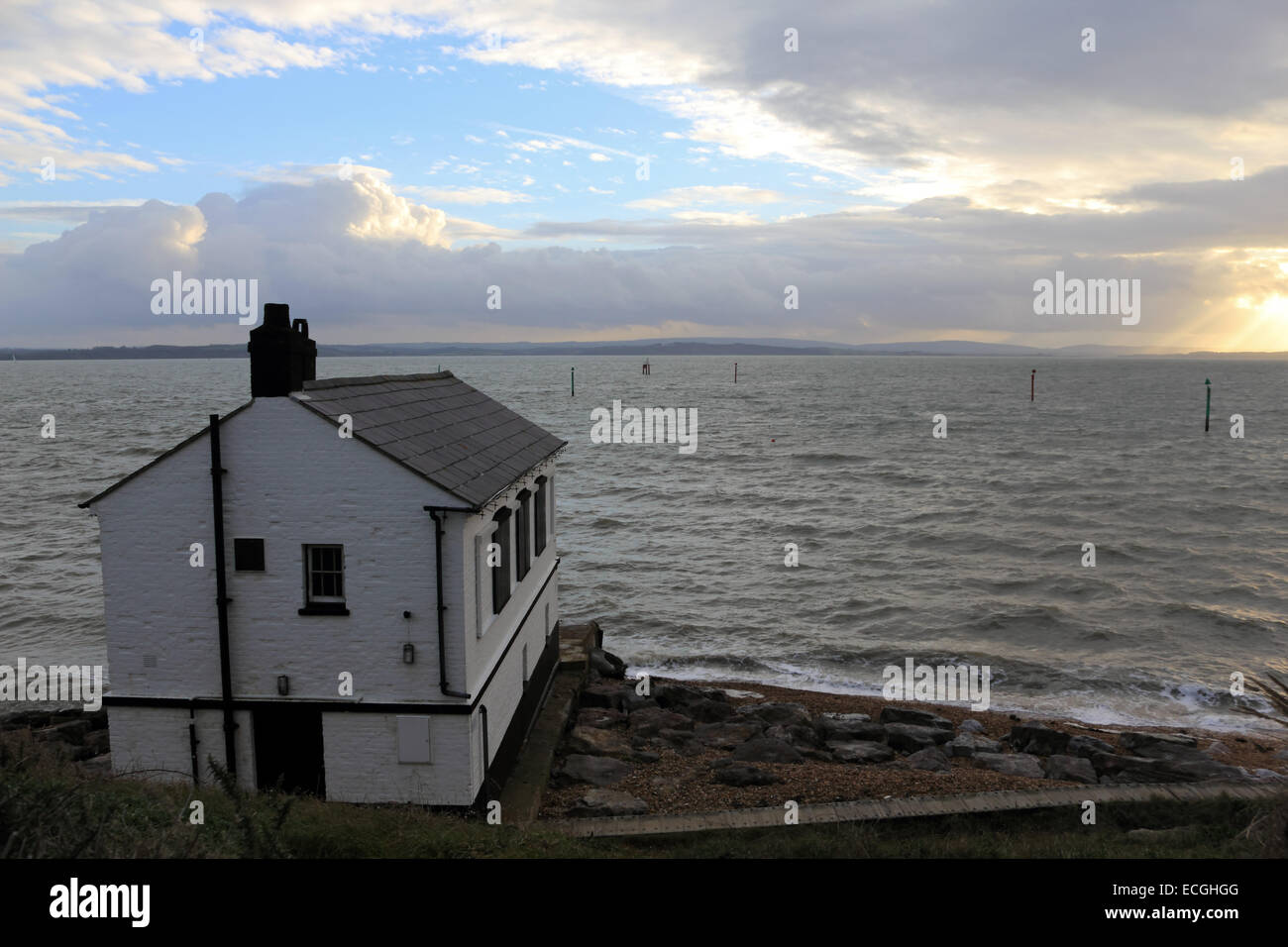 Solent, Hampshire, UK. 14th Dec, 2014. Lepe on the Solent, Hampshire ...