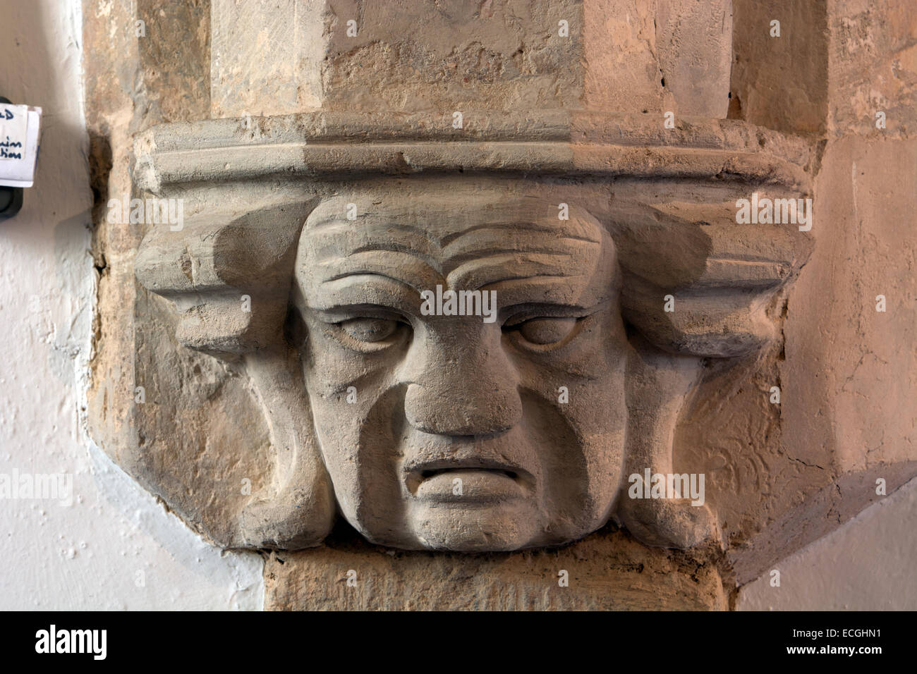 Carved corbel stone, St. Mary and St. Peter`s Church, Weedon Lois ...