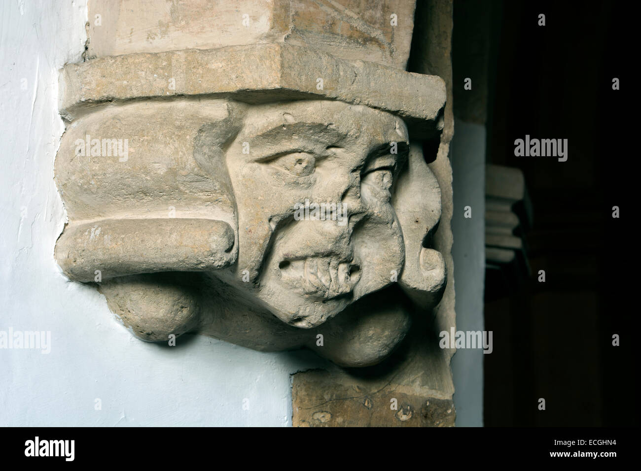 Carved corbel stone, St. Mary and St. Peter`s Church, Weedon Lois ...
