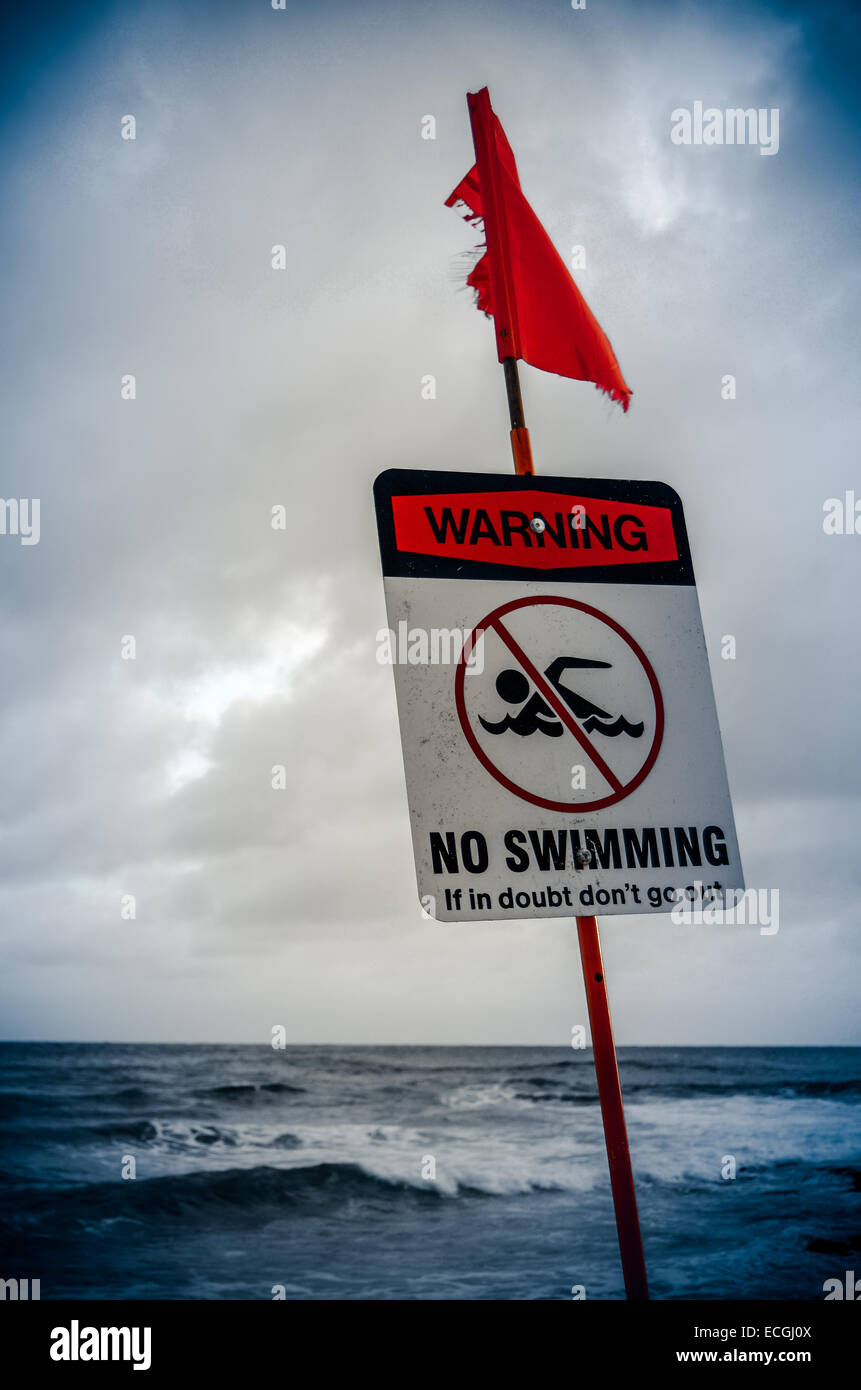 No swimming warning sign Stock Photo - Alamy