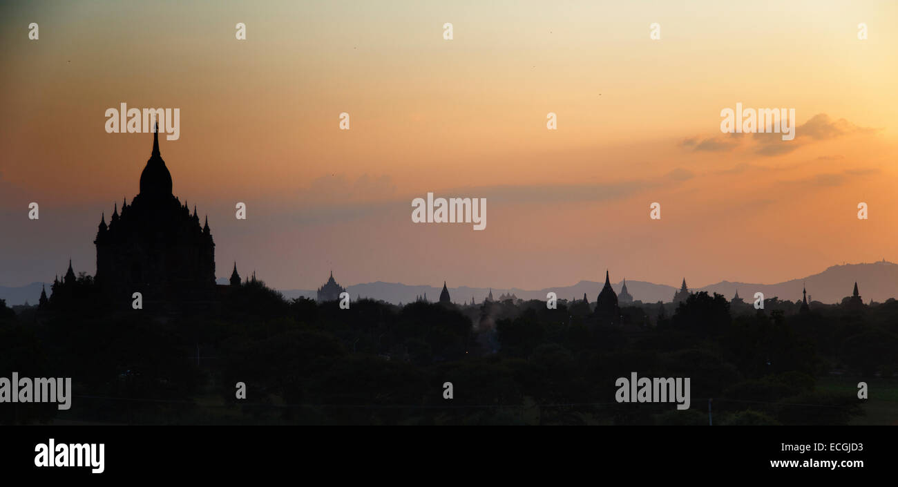 Bagan at sunset in Myanmar Stock Photo - Alamy