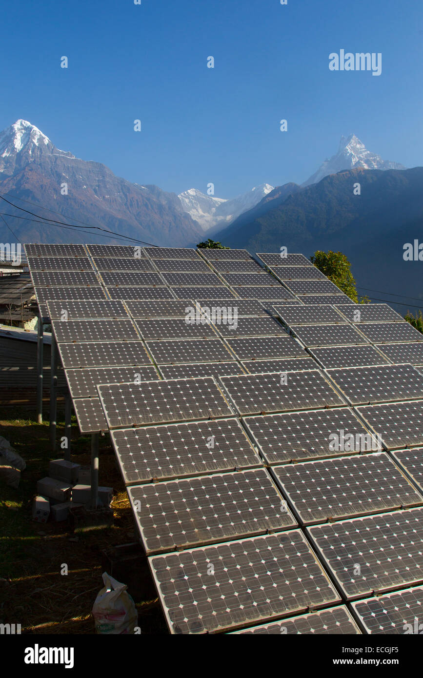 The Mountain village of Ghandruk and new solar panels for green energy ...