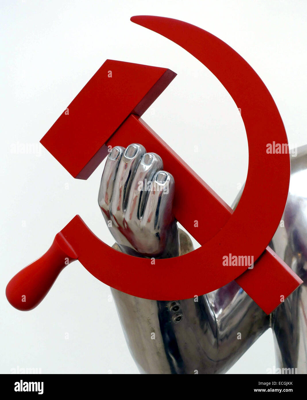 Hammer and Sickle - detail of sculpture in London art gallery Stock ...