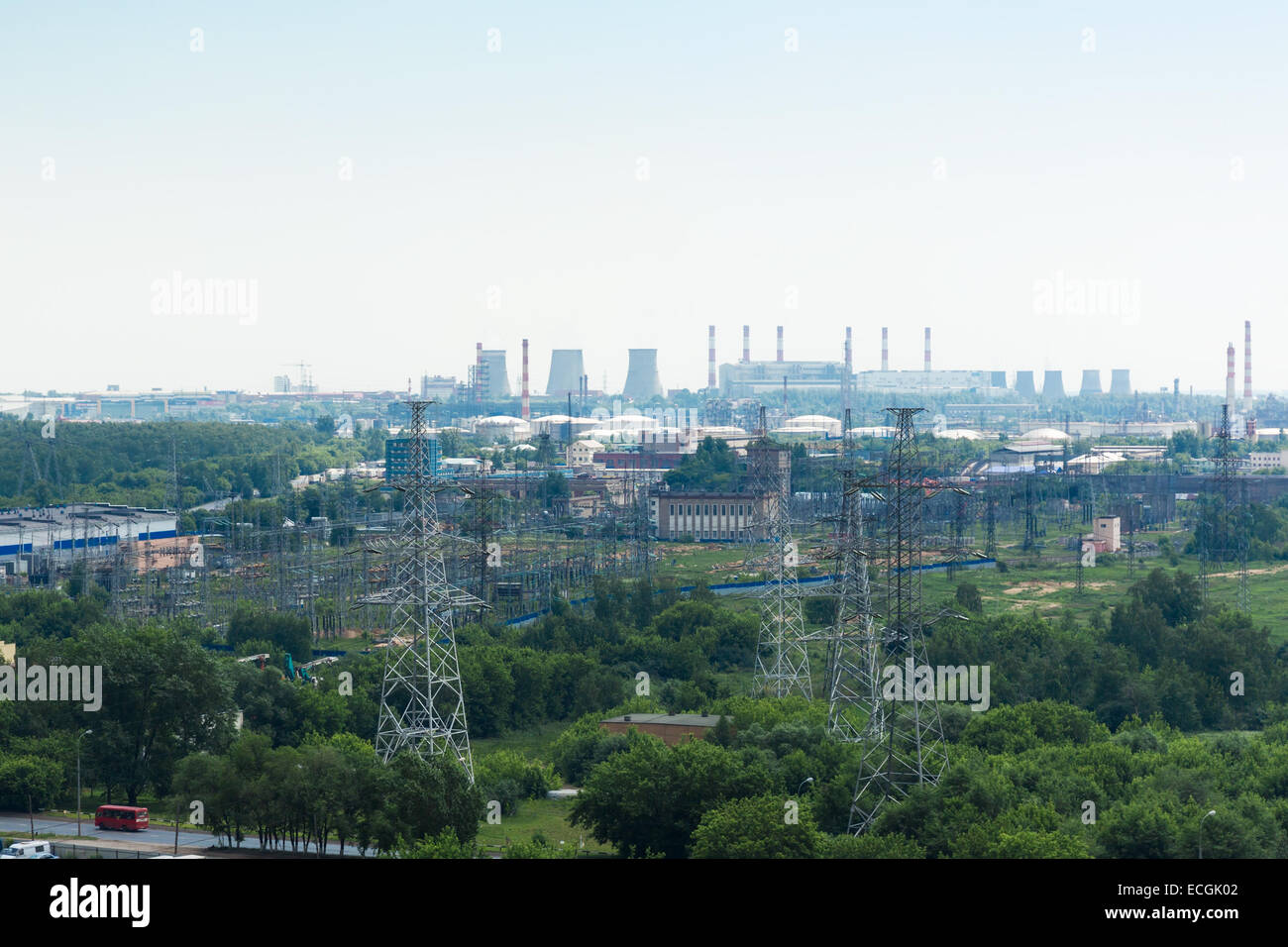 Extreme industry area in Moscow district Kapotnya. Here are refinery ...