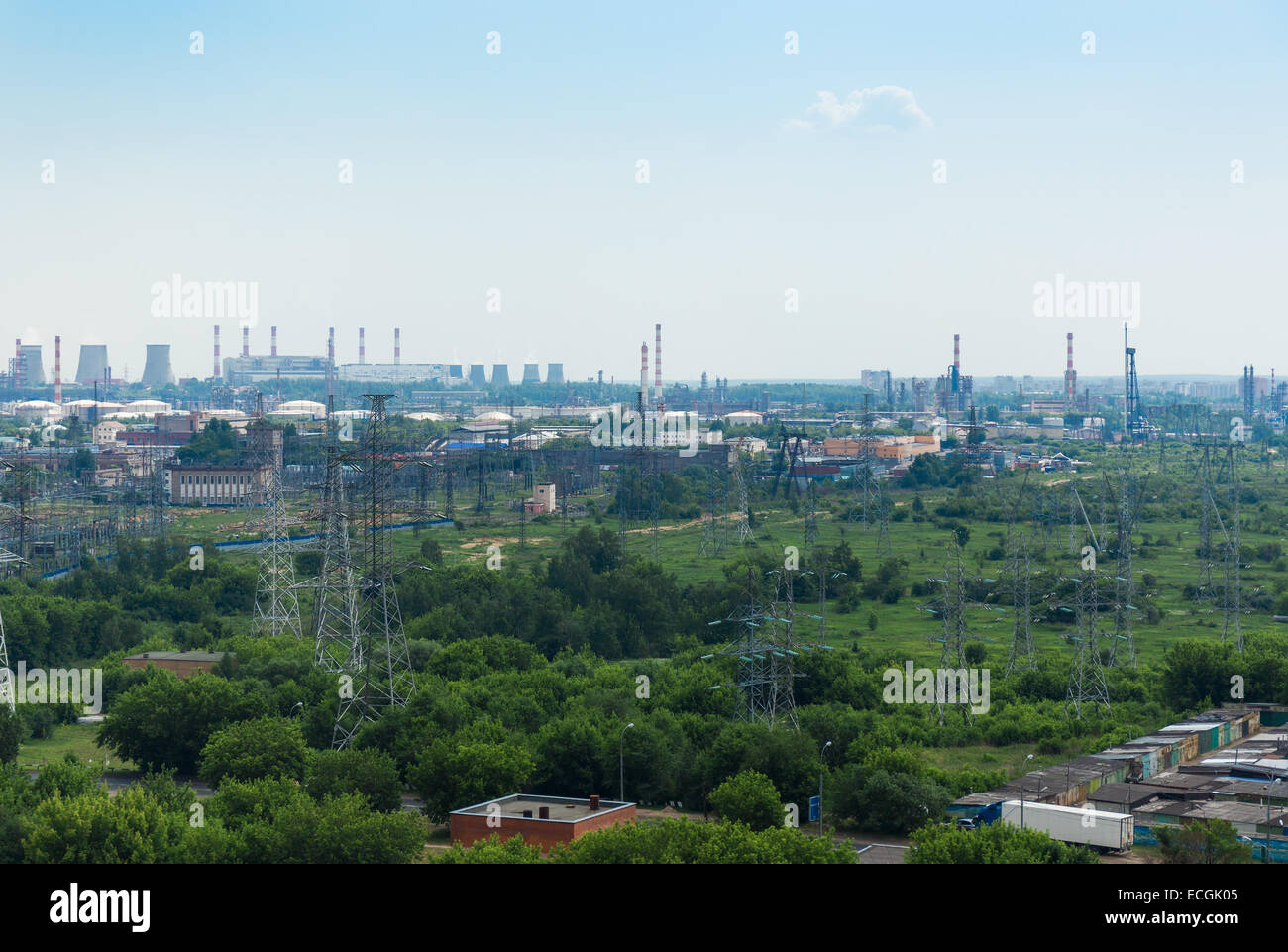 Industry area in Moscow district Kapotnya. Here are refinery plant ...