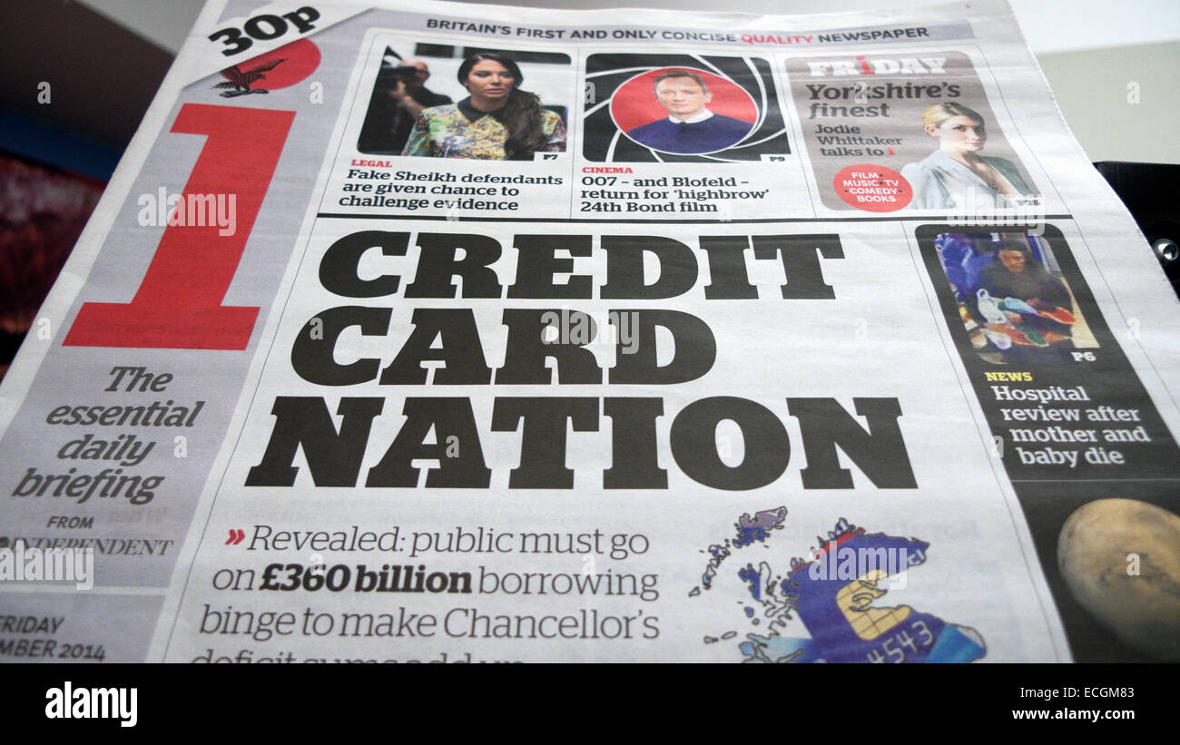 "Credit Card Nation" i newspaper headline after autumn budge in Britain ...