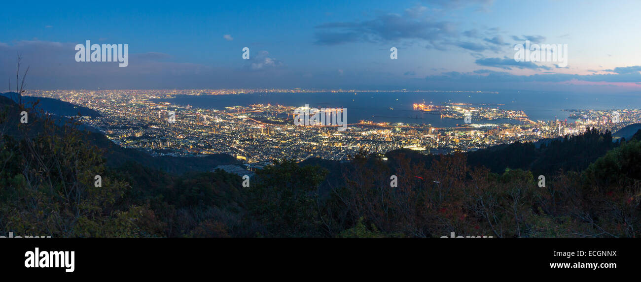 Kobe harbour night view from Kobe Maya mountain Stock Photo - Alamy