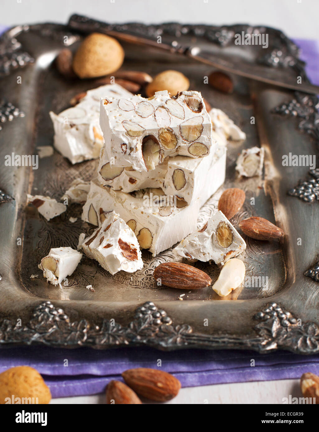 Traditional Nougat with Almonds Stock Photo - Alamy