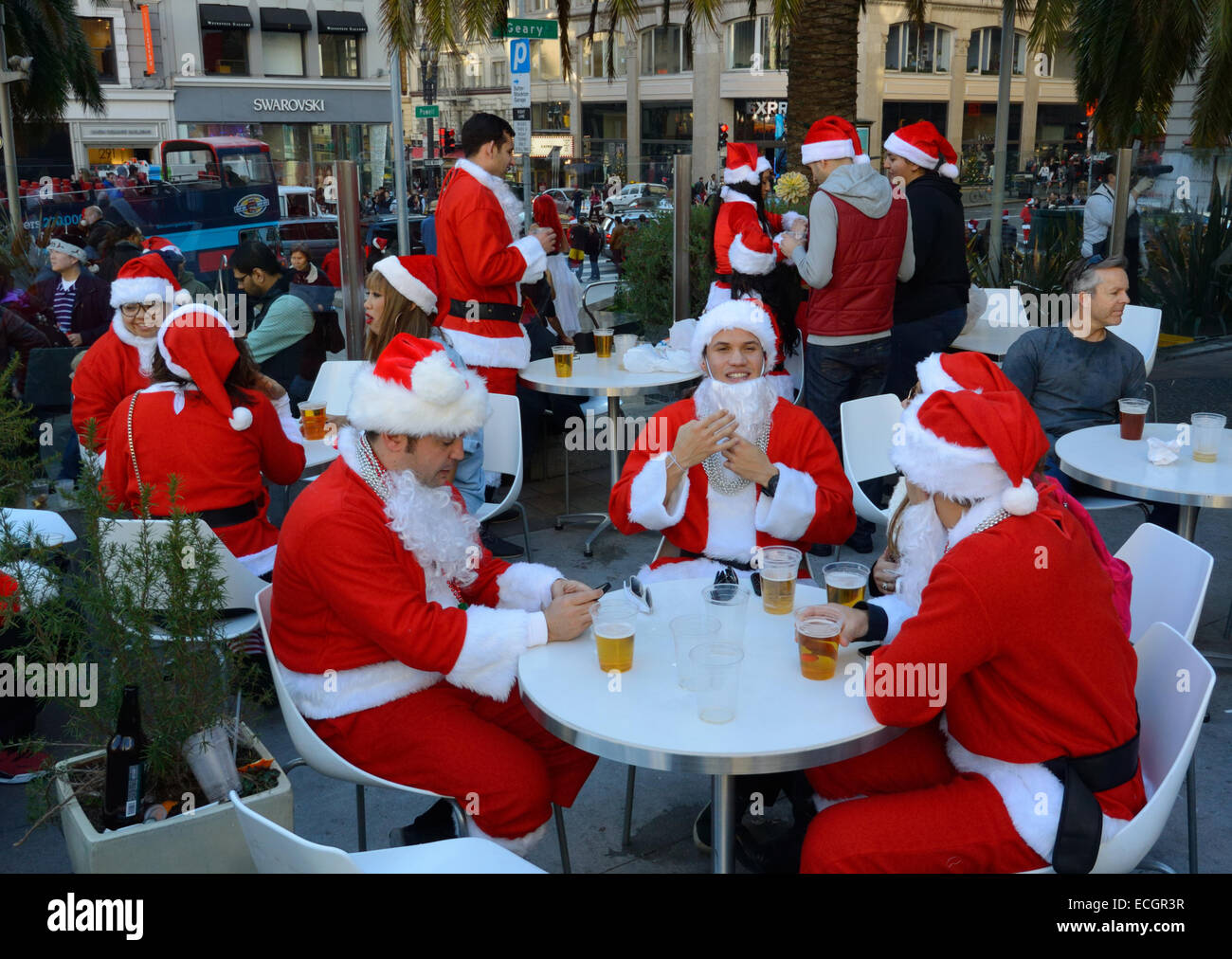 The yearly SantaCon celebration, San Francisco CA Stock Photo - Alamy