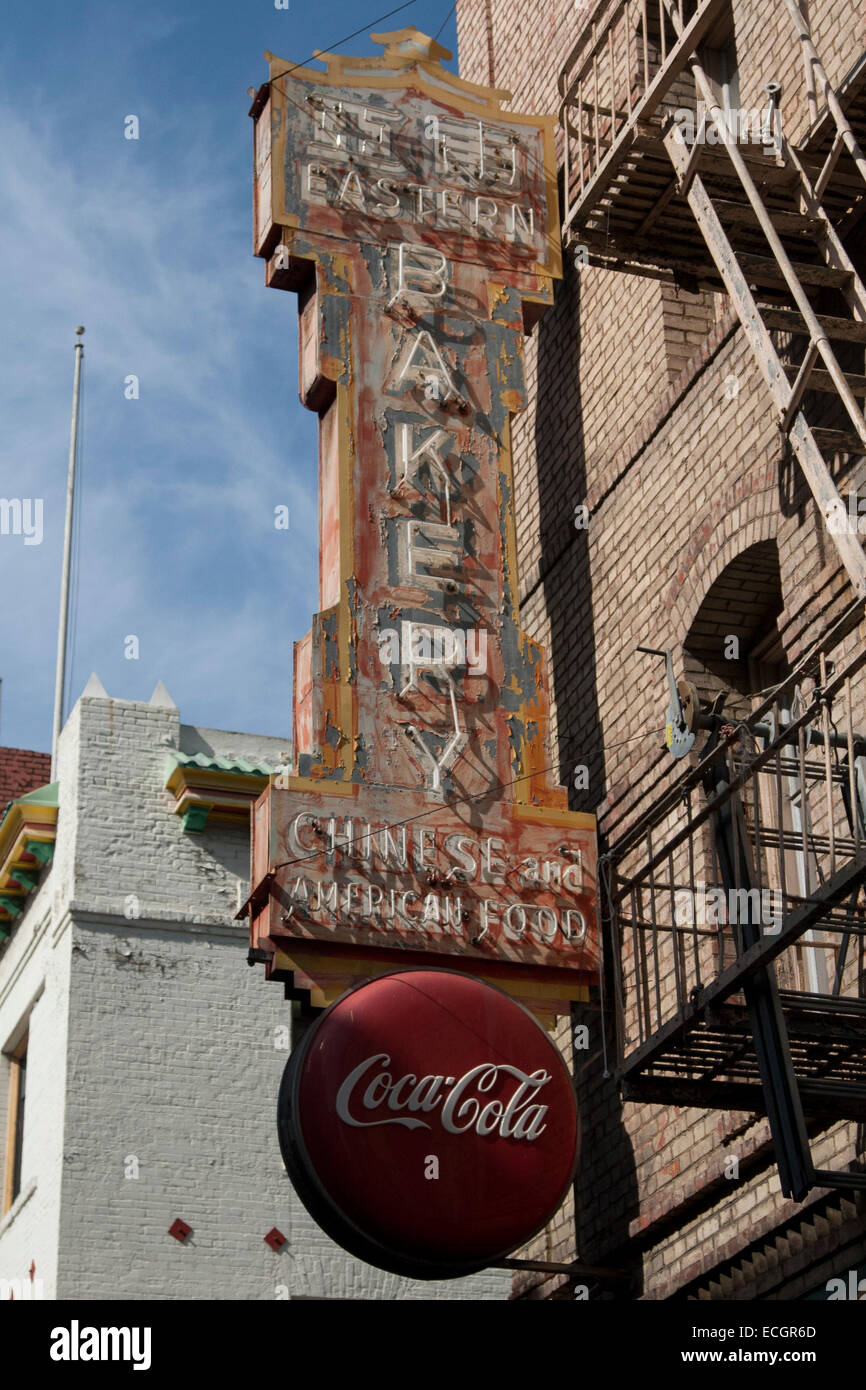 Coca-Cola sign above the door of the Eastern Chinese Bakery in ...