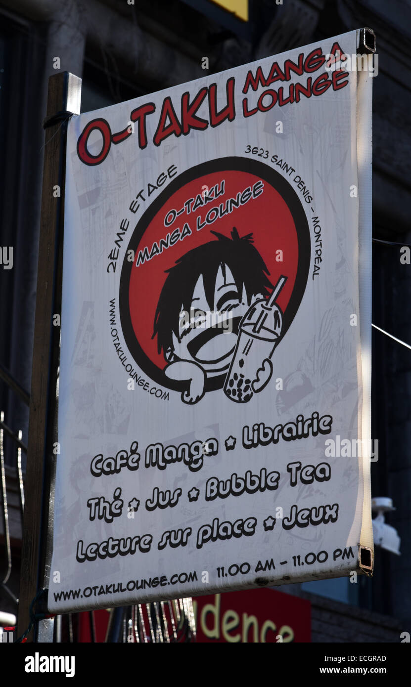 A sign for a manga lounge in Montreal Quebec Stock Photo - Alamy