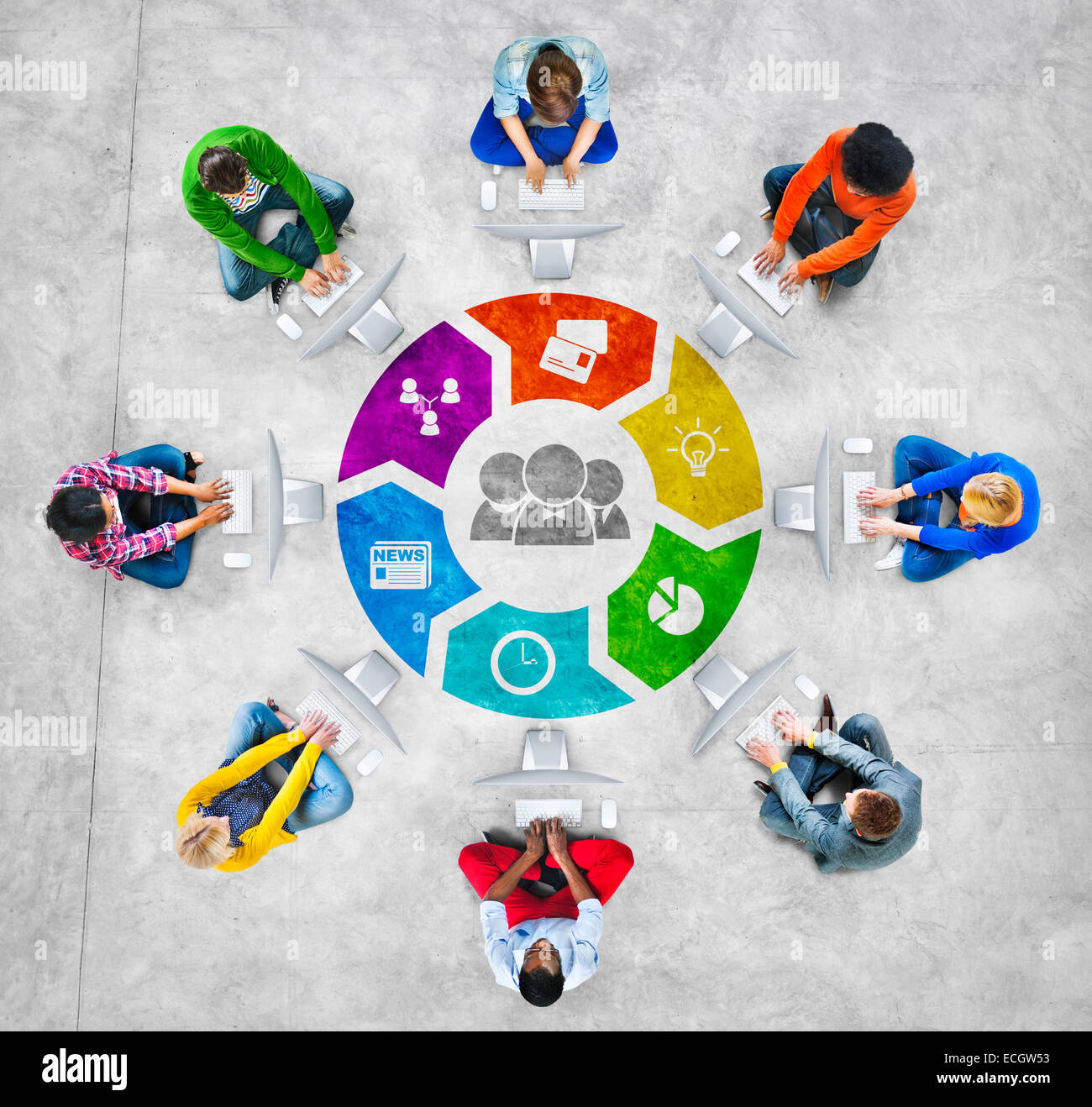 Multi ethnic business people typing hi-res stock photography and images ...