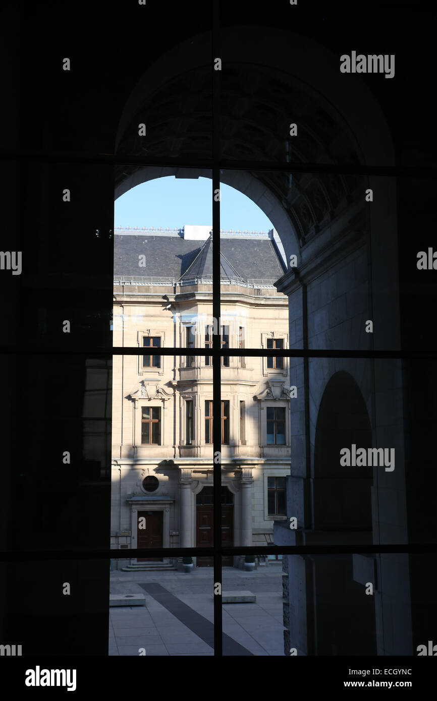 germany reichstag building window view berlin europe Stock Photo - Alamy
