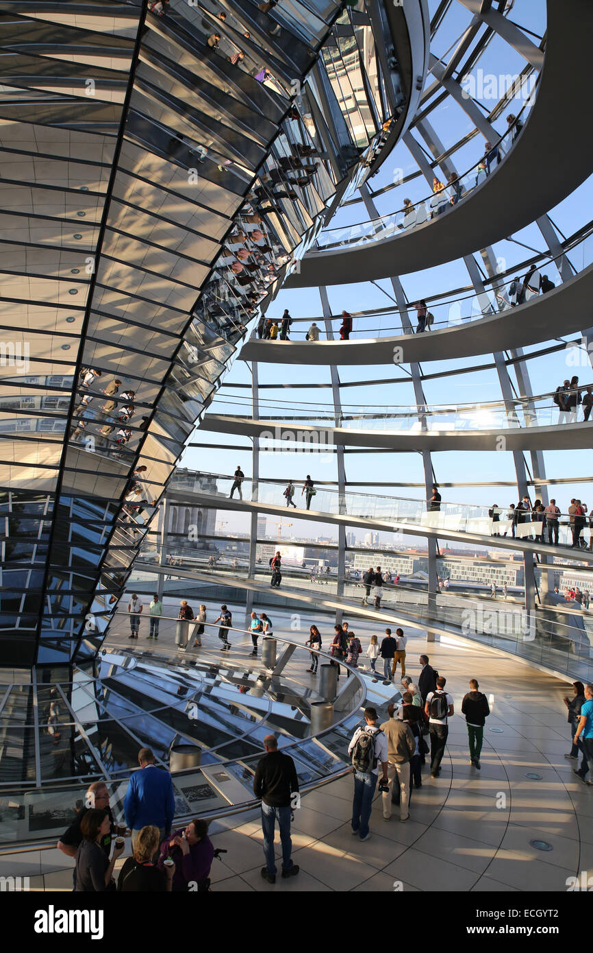 berlin glass dome interior parliament building germany Stock Photo - Alamy