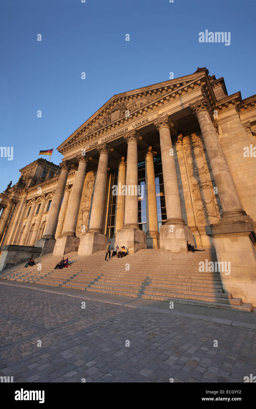 Berlin Reichstag building entrance blue sky germany landmark Stock ...