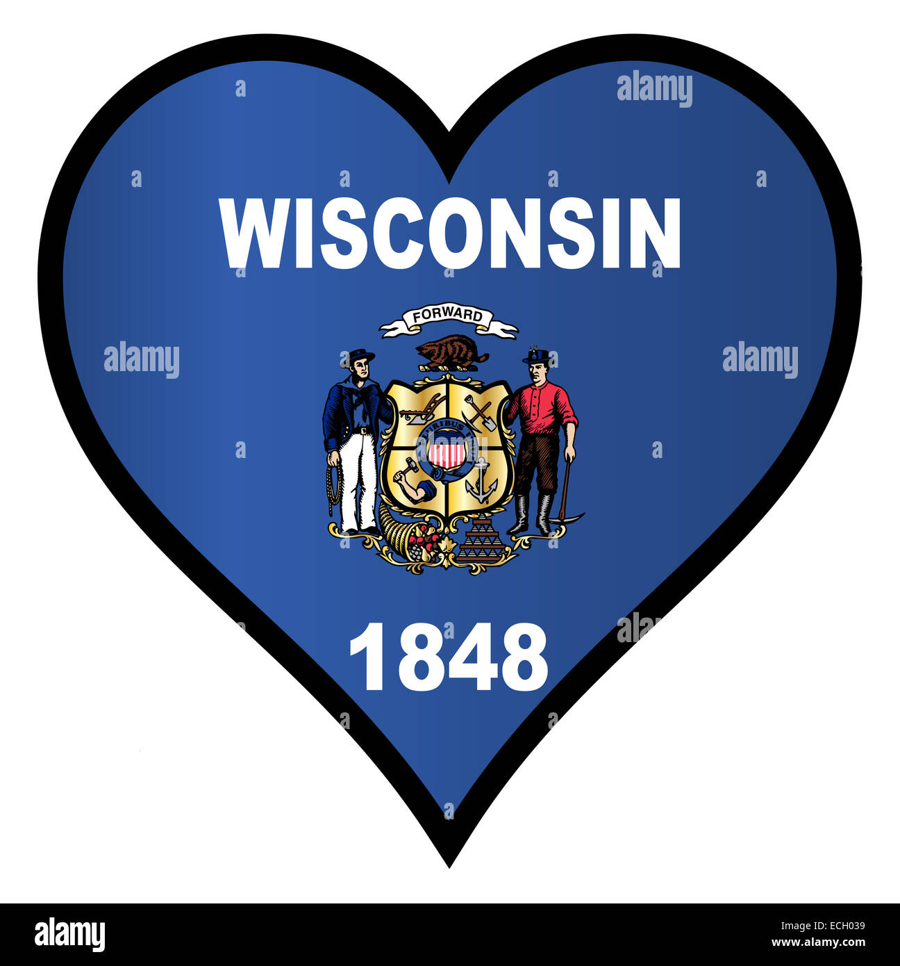Wisconsin state flag within a heart all over a white background Stock ...