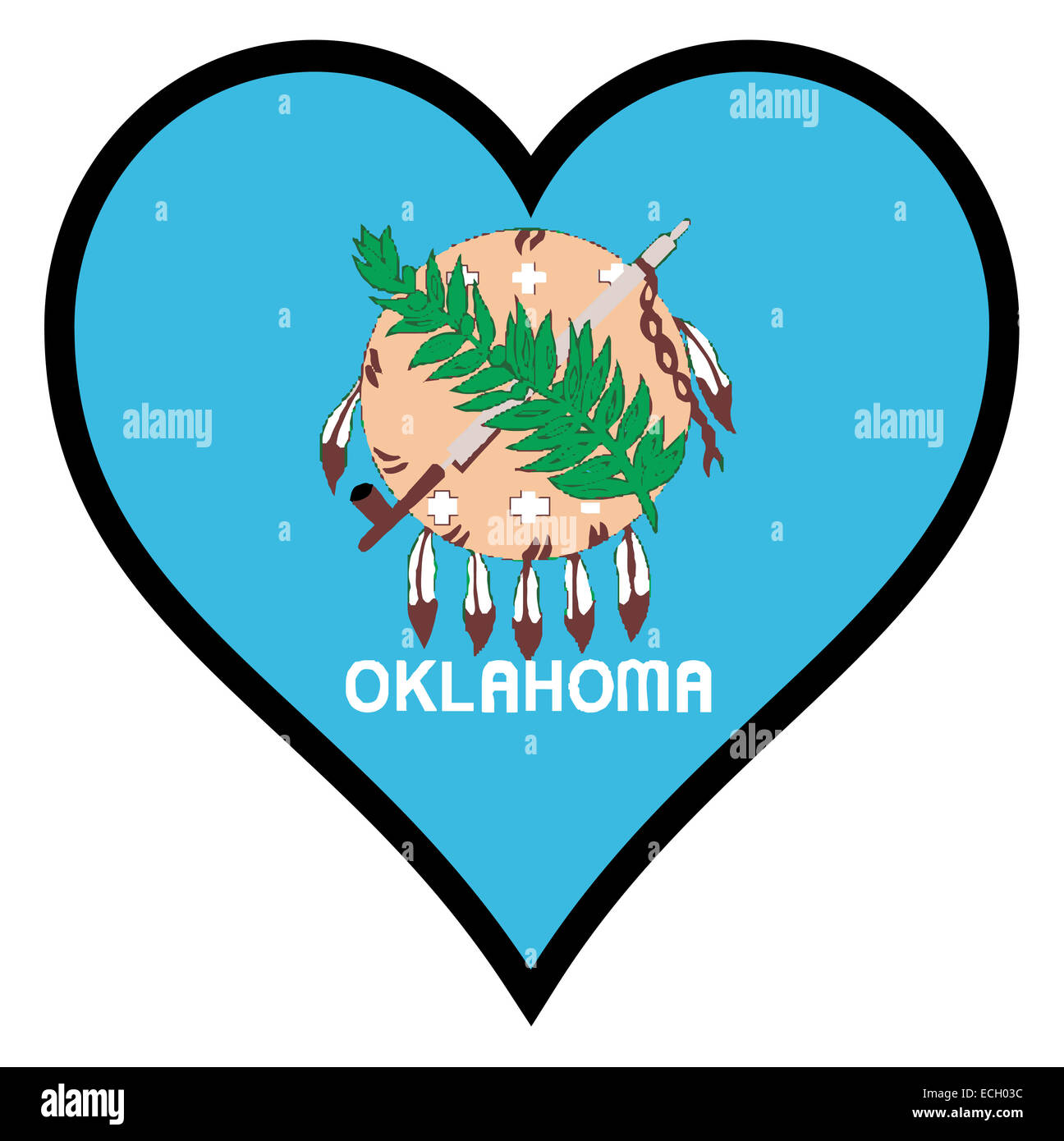 Oklahoma state flag within a heart all over a white background Stock ...
