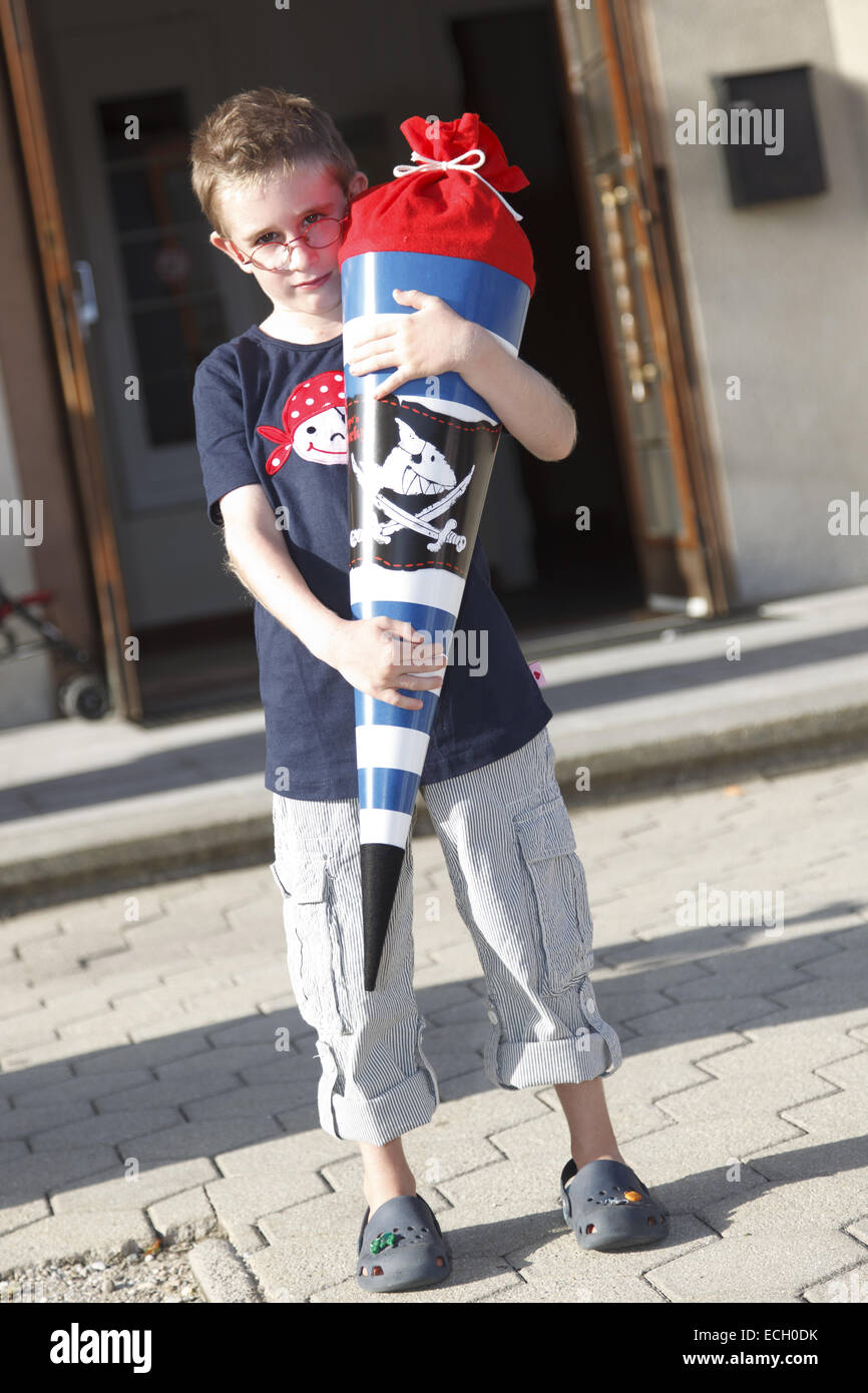 boy with school cone Stock Photo - Alamy
