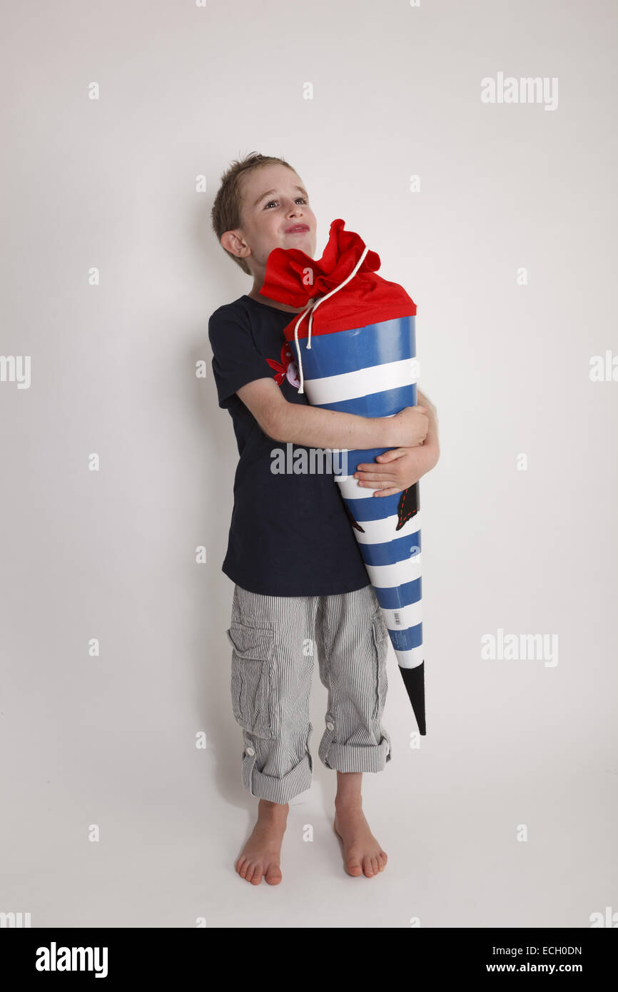 boy with school cone Stock Photo - Alamy
