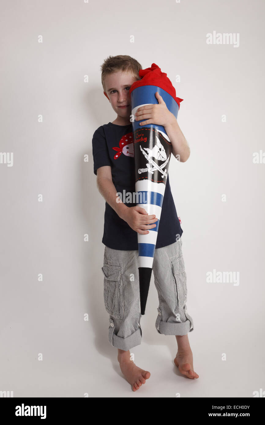 boy with school cone Stock Photo - Alamy
