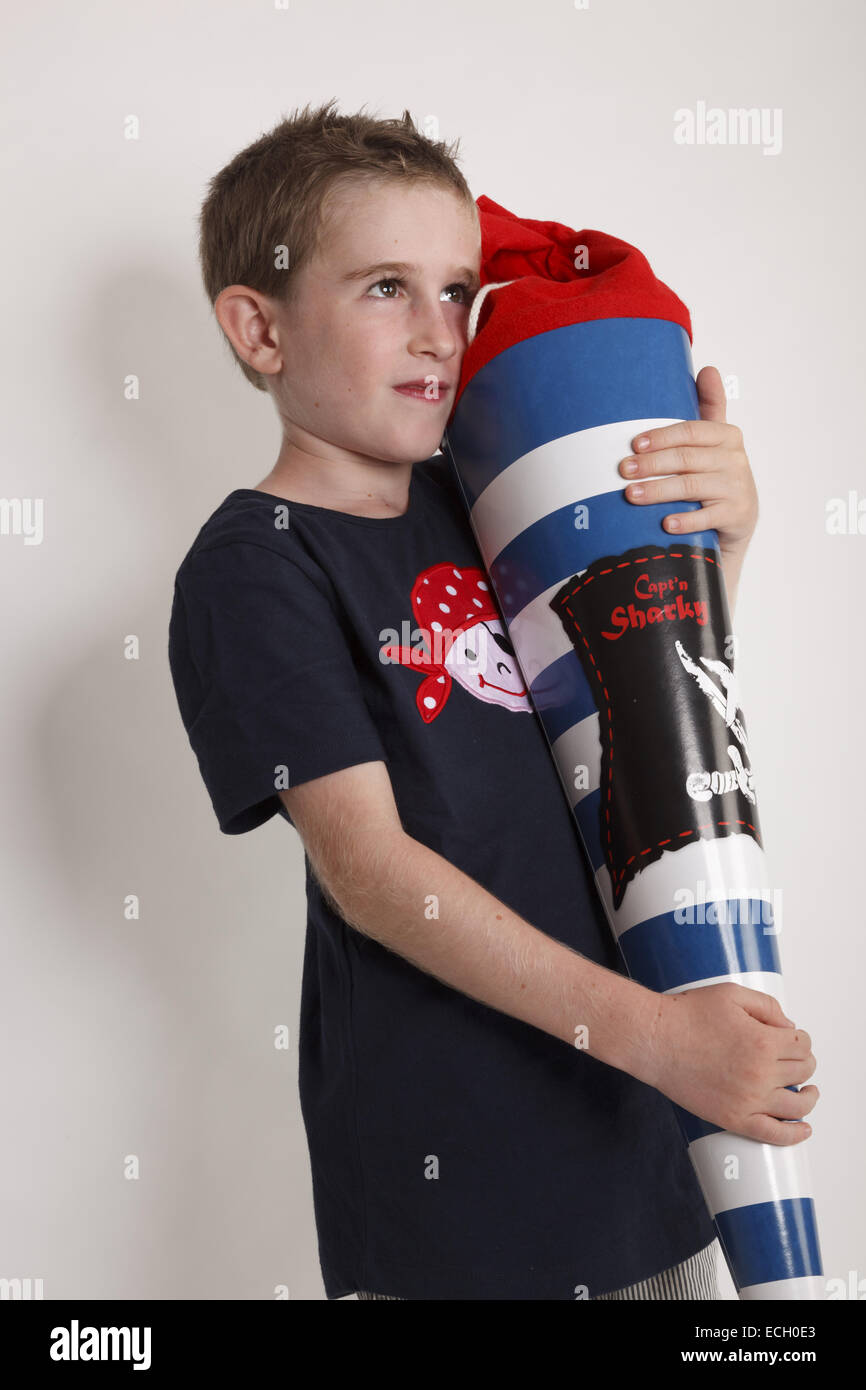 boy with school cone Stock Photo - Alamy